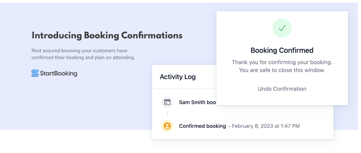 Introducing Booking Confirmations - Start Booking