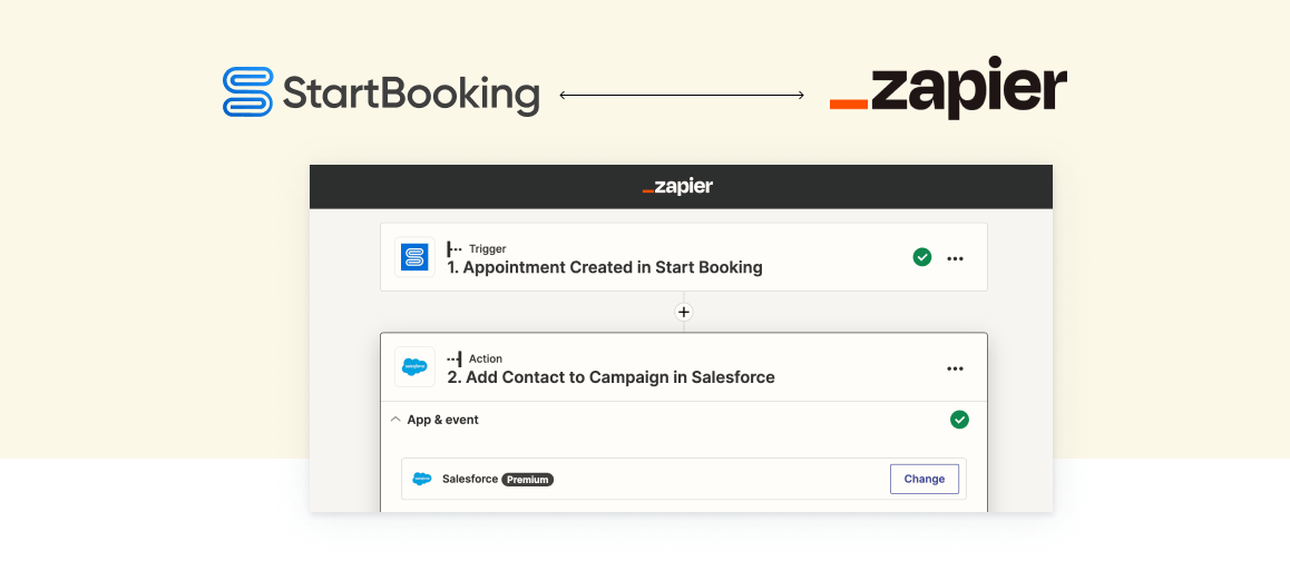 Webhooks and Zapier for online booking - Start Booking